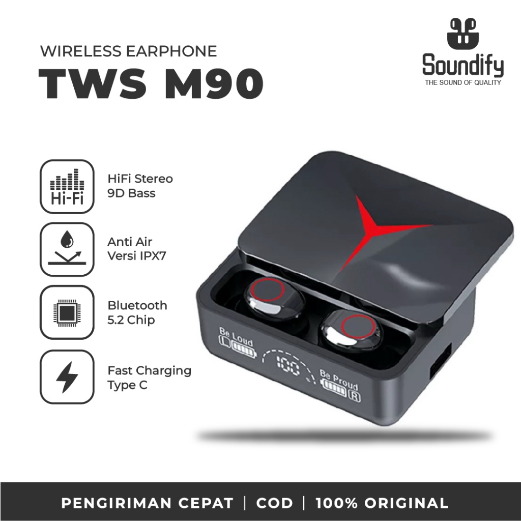 Jual [SOUNDIFY] COD M90 PRO Bluetooth Headset TWS Earphone Wireless Low ...