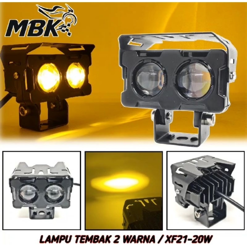 Jual lampu LED tembak 2 mata 2 warna putih kuning MBK xf21- 20w | Shopee Indonesia