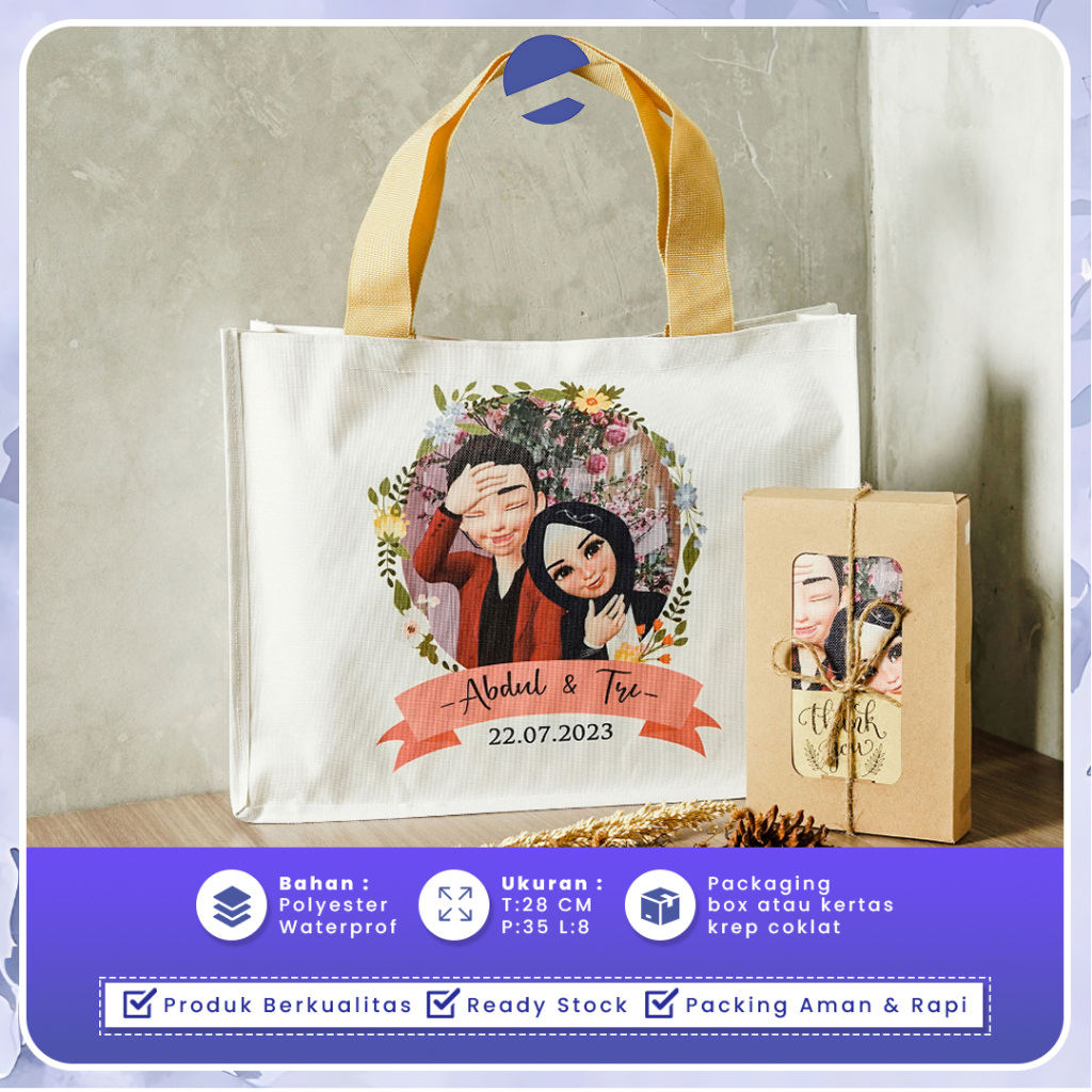 Jual Tote Bag Kanvas Polyester Custom Tas Wanita Polyester Waterprof ...