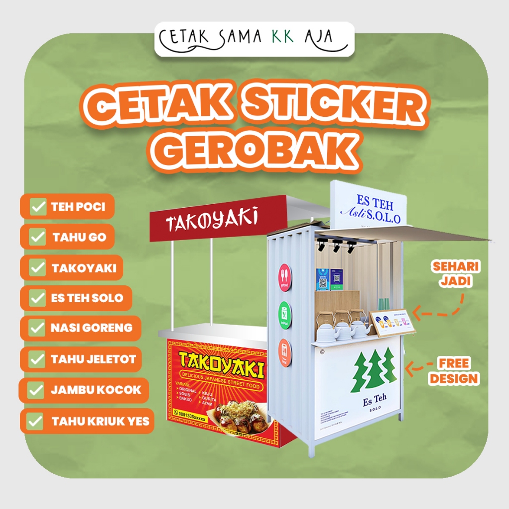 Jual CETAK STIKER GEROBAK STICKER GEROBAK ES TEH SOLO TAKOYAKI ES TEH ...
