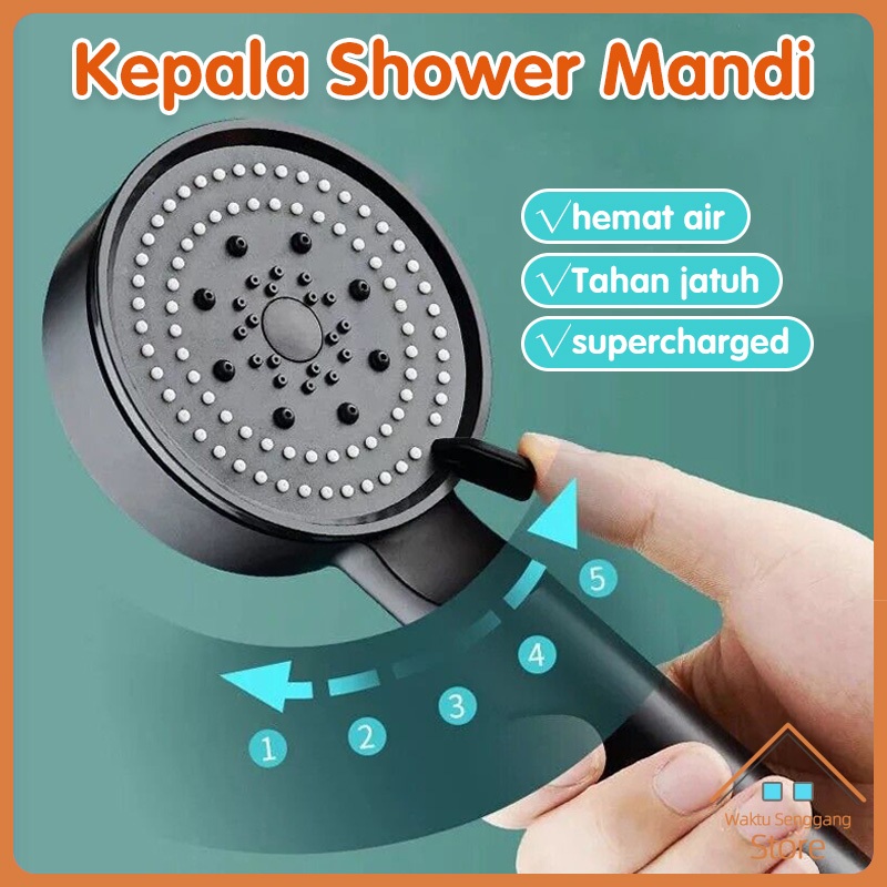Jual Kepala Shower Set Mandi Hitam Premium Shower Head Set 5 Mode Adjustable Shower Dengan ...