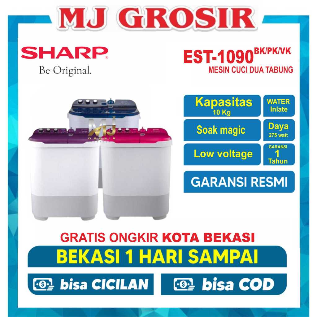 Jual MESIN CUCI SHARP EST 1090 10 KG 2 TABUNG 1090 10KG DOLPHINWAVE ...