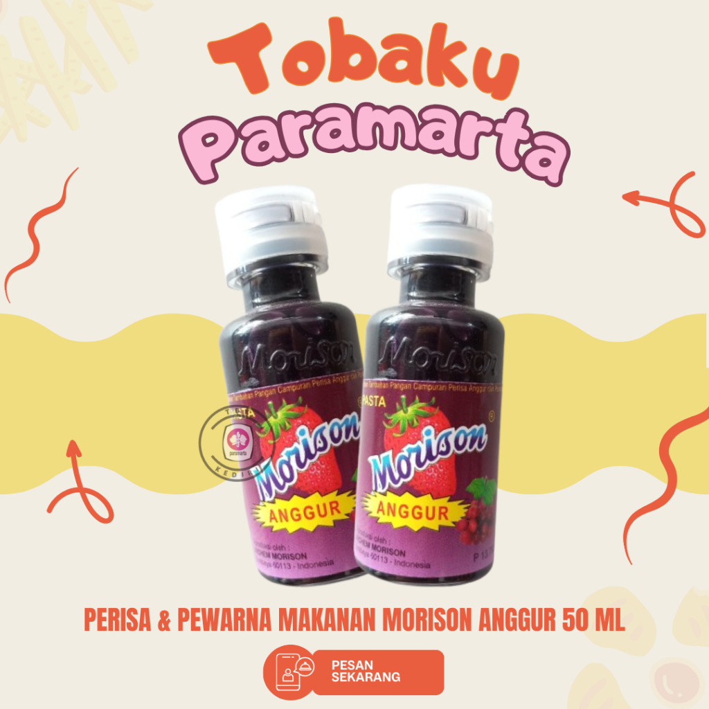 Jual PEWARNA DAN PERISA MAKANAN MORISON RASA ANGGUR 50 ML / PEWARNA DAN ...