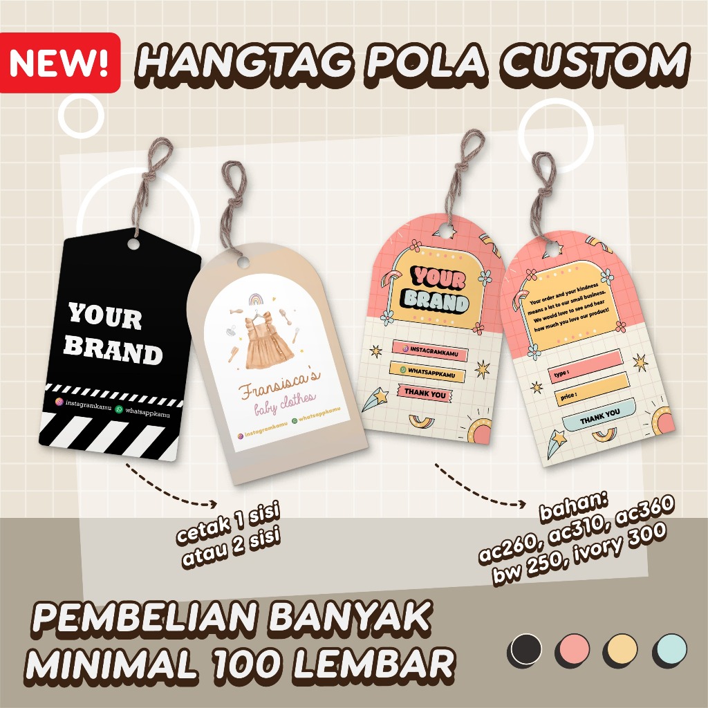 Jual Pembelian Minimal 100 Lembar - Cetak Hang Tag Label Cutting Custom ...