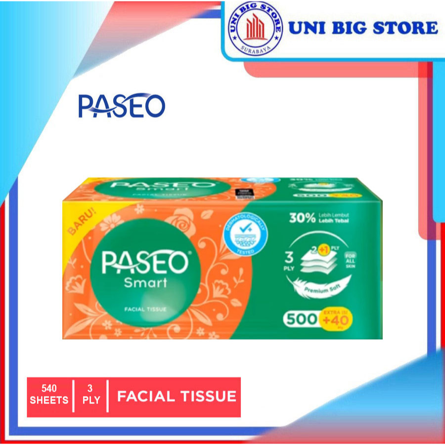 Jual Paseo Smart Facial Tissue 540 Sheets 3 Ply Tisu Wajah | Shopee ...