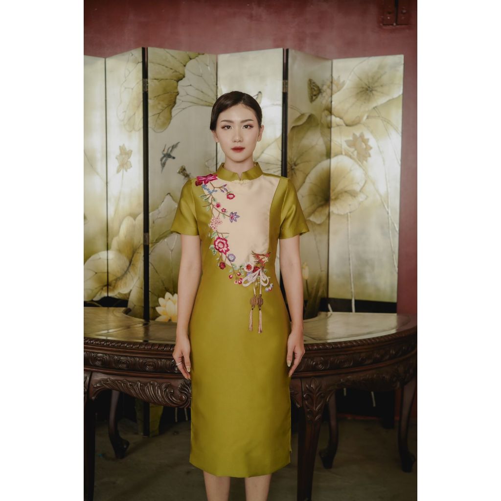 Jual MING MEI DRESS IN LIME GREEN | Shopee Indonesia