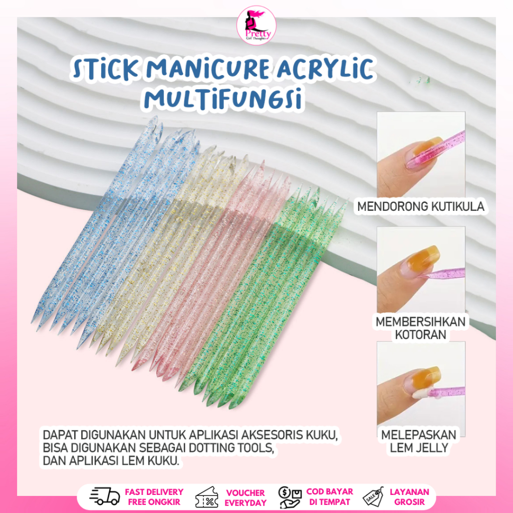 Jual Pretty Stick Pusher Glitter Crystal Akrilik/Stick Pendorong ...