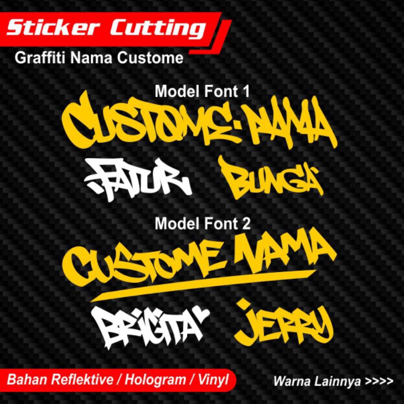 Jual STICKER CUTTING CUSTOM NAMA STYLE GRAFFITI STIKER NAMA CUTTING ...