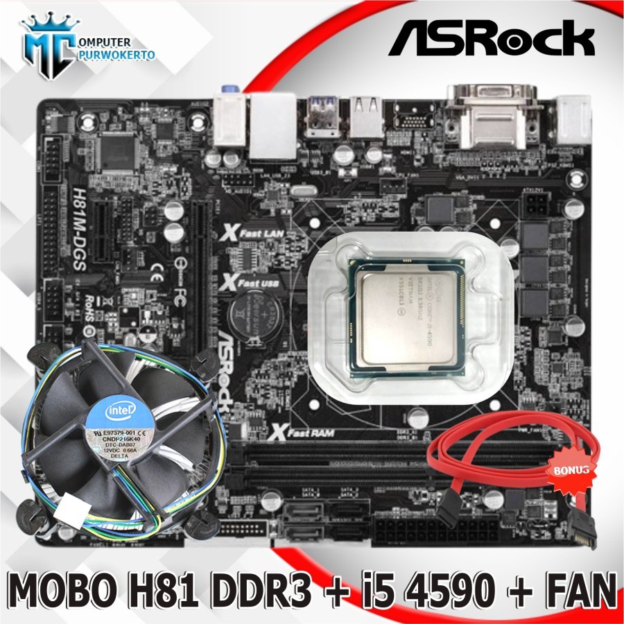 Jual Paket mainboard H81 Asrock dengan I5 4590 dan Fan | Shopee Indonesia