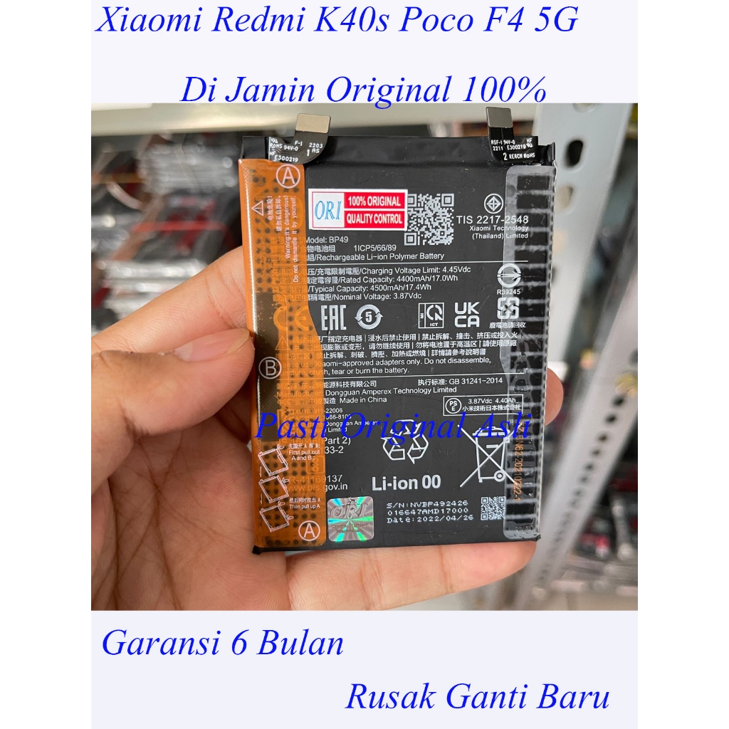 Jual Baterai Battery Redmi K40s Poco F4 5G BP49 Original 100% | Shopee ...