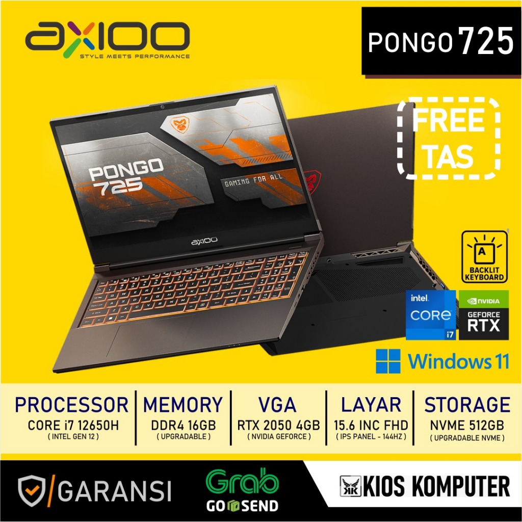 Jual AXIOO PONGO 725 CORE I7 12650H 16GB/512GB RTX 2050 4GB 15.6" FHD ...