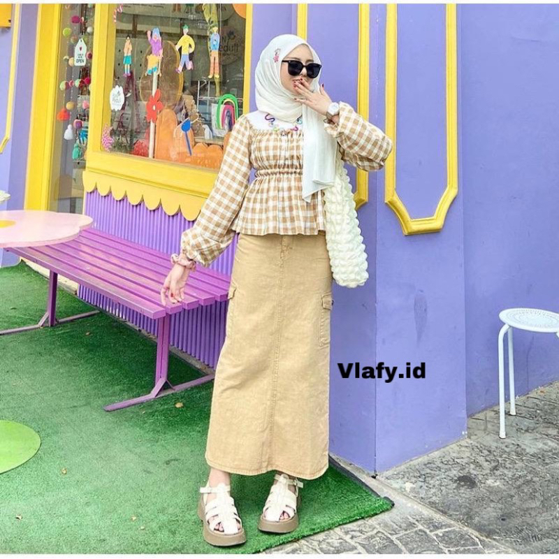 Jual ROK CARGO JEANS HIGHWAIST PREMIUM/ROK CARGO JEANS WANITA/ROK KARGO ...