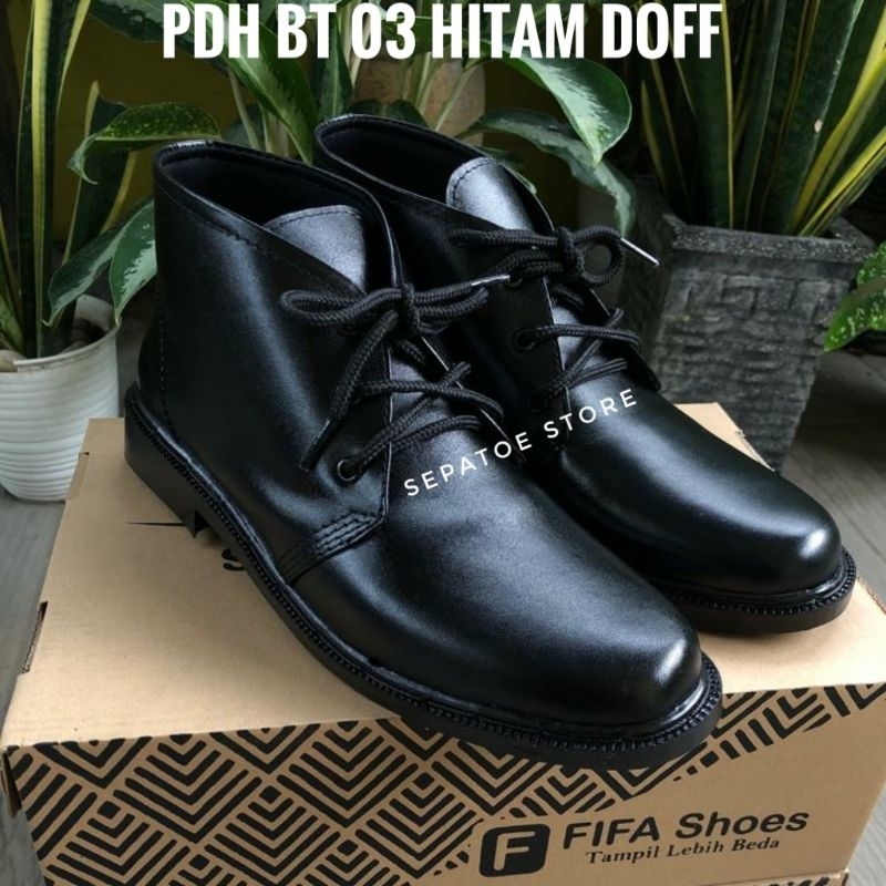 Jual Sepatu Pdh Tali Warna Hitam Doff BT 03 Sepatu Pdh Security Satpam ...