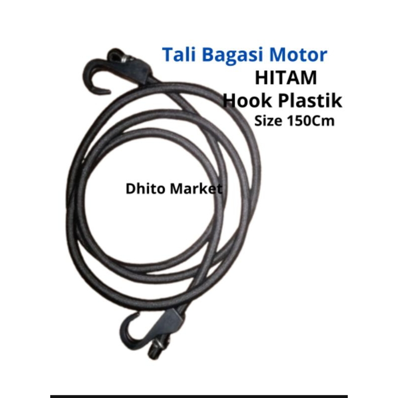 Jual Tali Bagasi Motor HITAM HOOK PLASTIK Ukuran 150Cm / Tali Pengikat ...