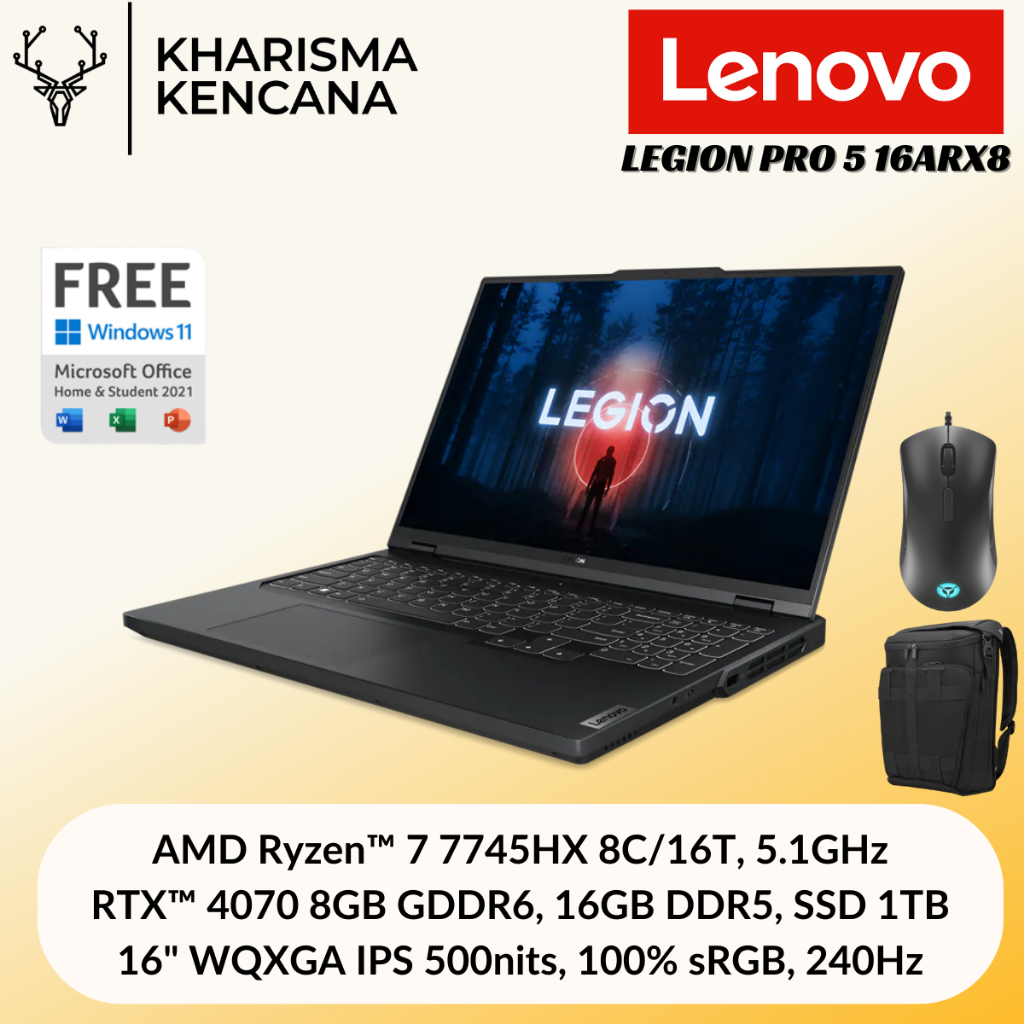 Jual LEGION PRO 5 16ARX8 7AID R7 7745HX 16GB 1TB RTX4070 8GB 15,6" 240HZ | Shopee Indonesia