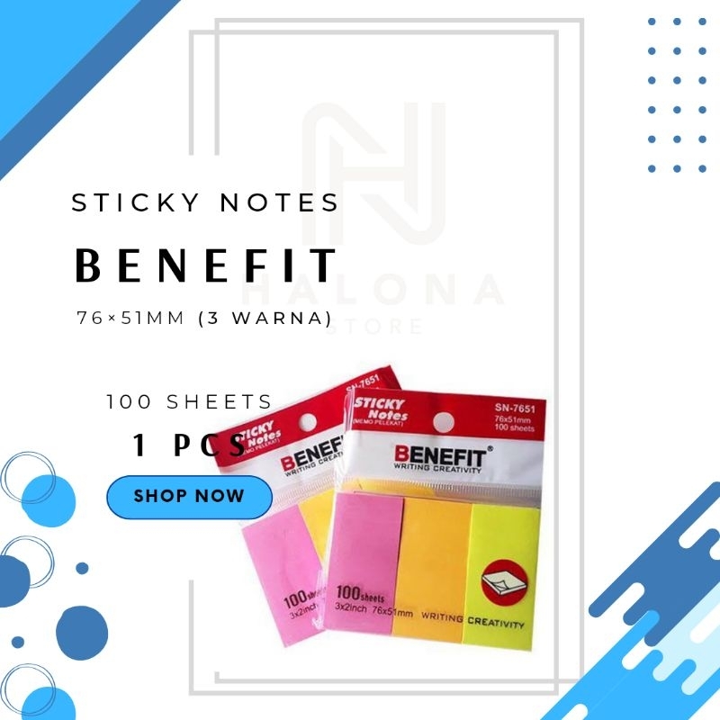 Jual Sticky Notes Benefit 3 Warna | Shopee Indonesia