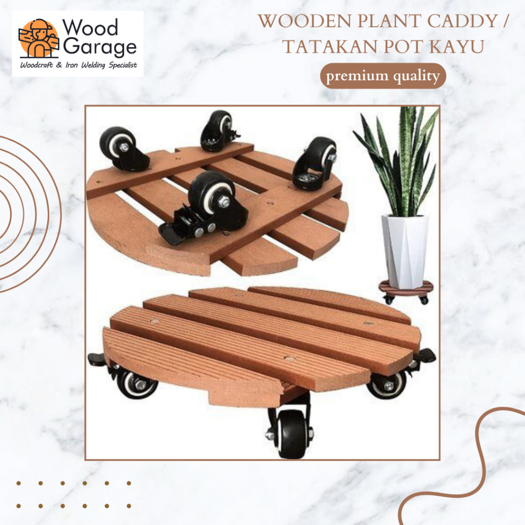 Jual Wooden standing planter caddy / tatakan pot bunga dengan roda ...