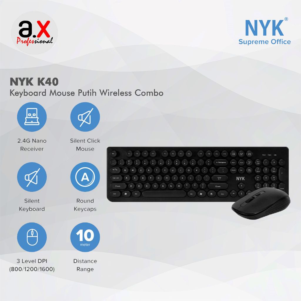 Jual Keyboard Mouse Wireless Combo NYK K40 | Shopee Indonesia