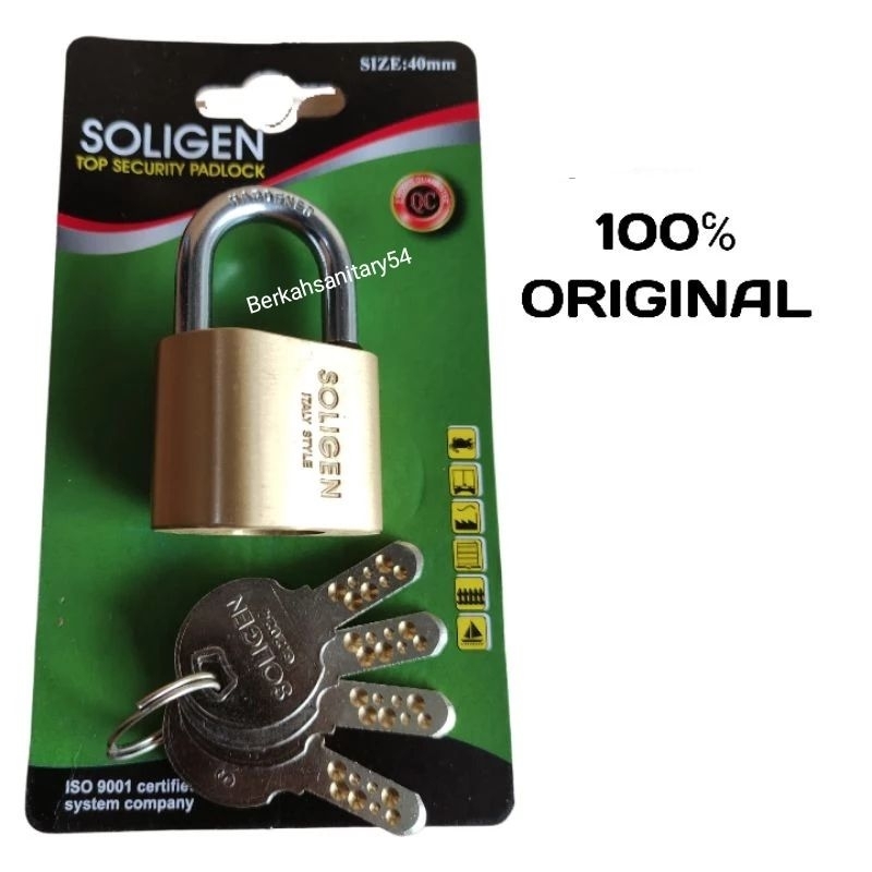 Jual Gembok Soligen Per 40 mm Leher Pendek Kuningan Computer key/Anak ...