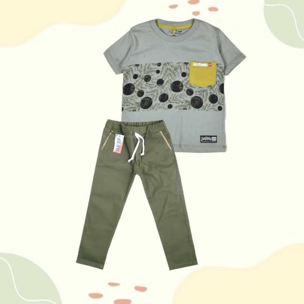 Jual Setelan Anak Laki Laki Kaos & Celana Chinos Panjang Usia 1-12 Tahun Set Pastel Chinos ...