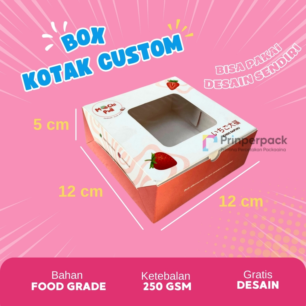 Jual Kemasan custom / dus mochi custom / kemasan kue kekinian / kemasan ...