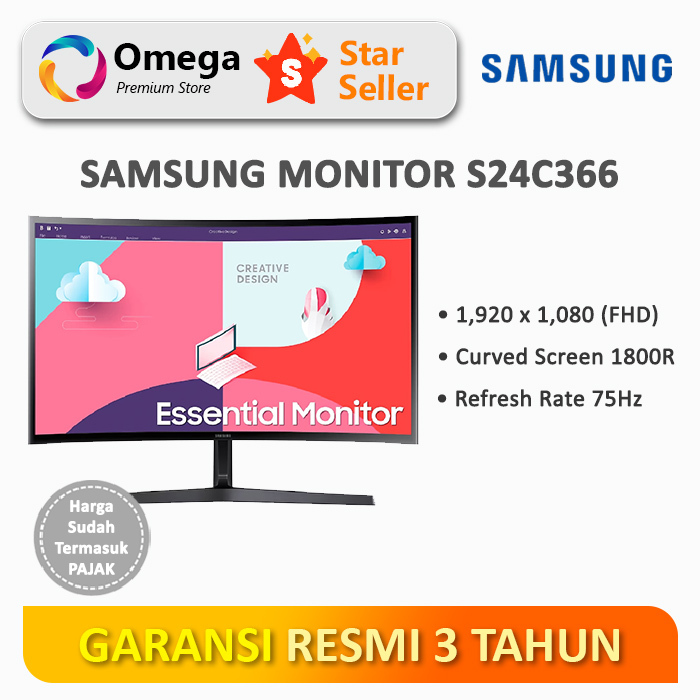 Jual Monitor Samsung S24C366 24" Curved Essential FHD VA S36C FreeSync ...