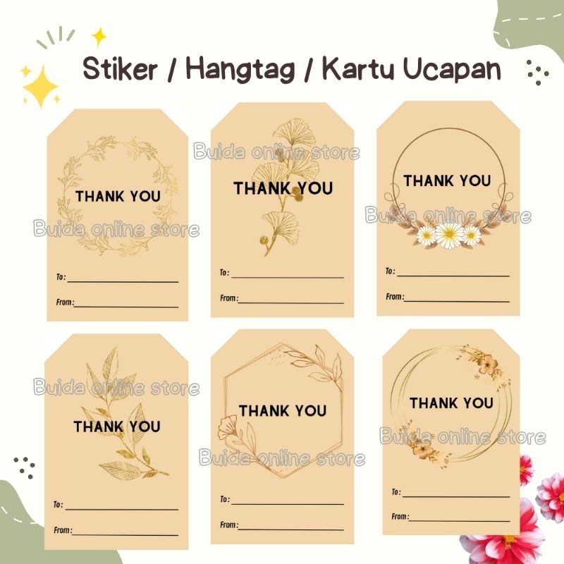 Jual stiker / hangtag / kartu ucapan / sticker label thank you to from ...