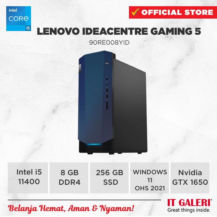 Jual PC LENOVO GAMING 5 90RE008YID CI5-11400/8GB/256GB/GTX1650 4GB ...