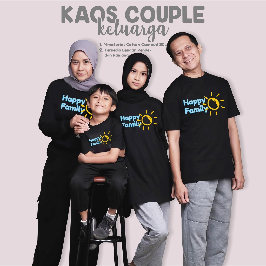 Jual Kaos Couple Keluarga happy family baju pasangan untuk jalan jalan ...