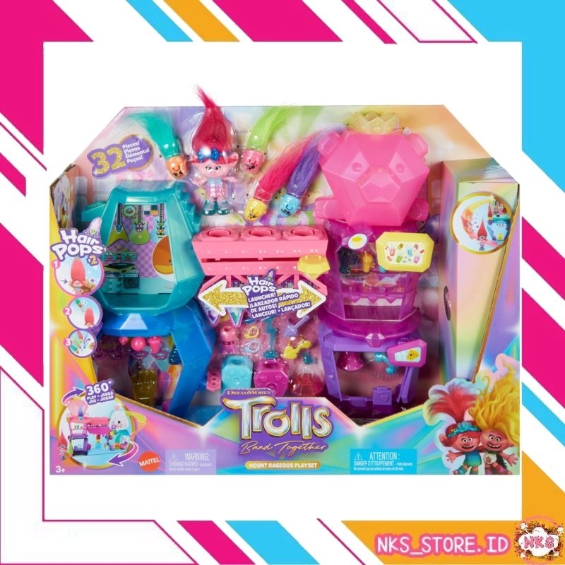 Jual Trolls Band Together Hair Pops Mount Rageous Playset with Launcher ...