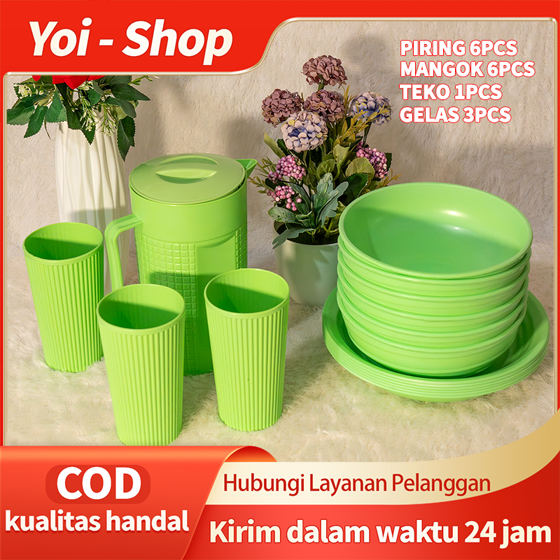 Jual Yoi - (16 Pcs) Mangkok Set / Piring Aesthetic / Piring 6 Mangkuk 6 ...