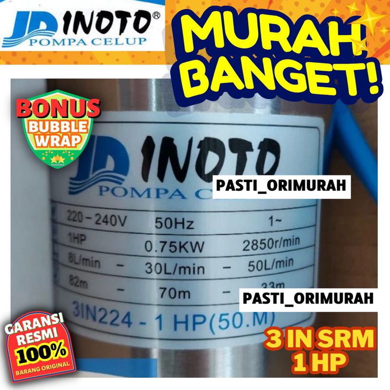 Jual Submersible Pump Inoto 1HP 3" + Control Box Pompa Satelit Inoto 3 ...