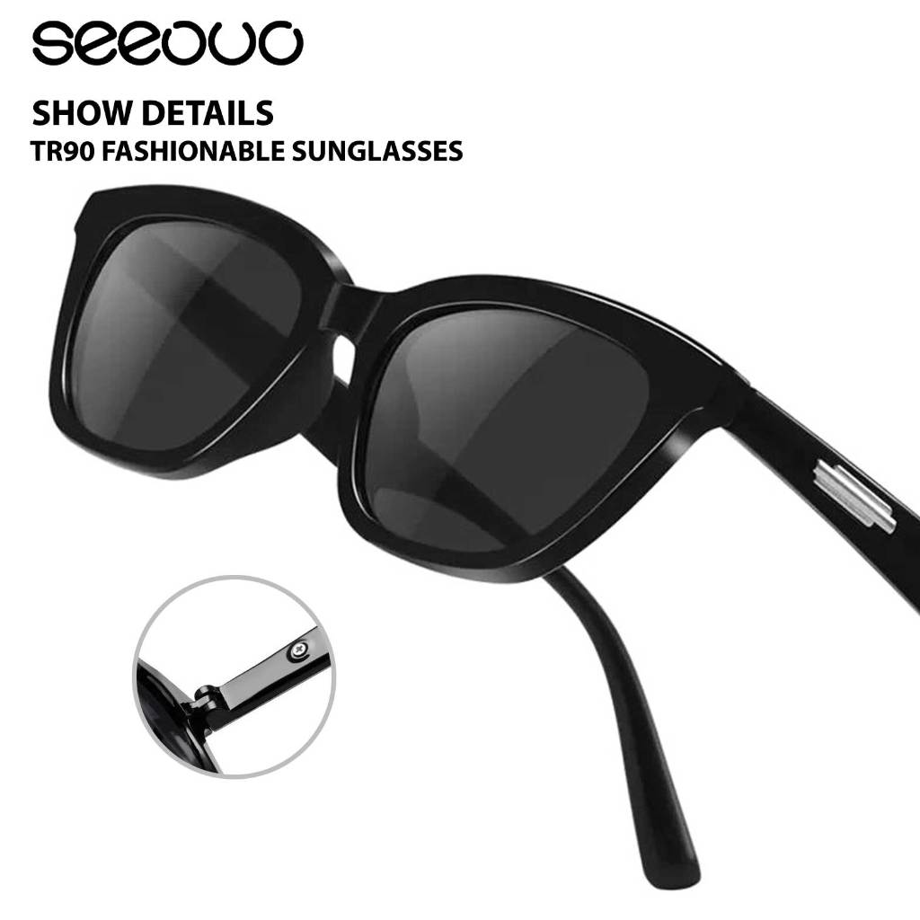 Jual Seeouo Kacamata Sunglasses Hitam Polarized Lens Anti UV Anti Silau Cat Eye Style Y2K Bahan ...