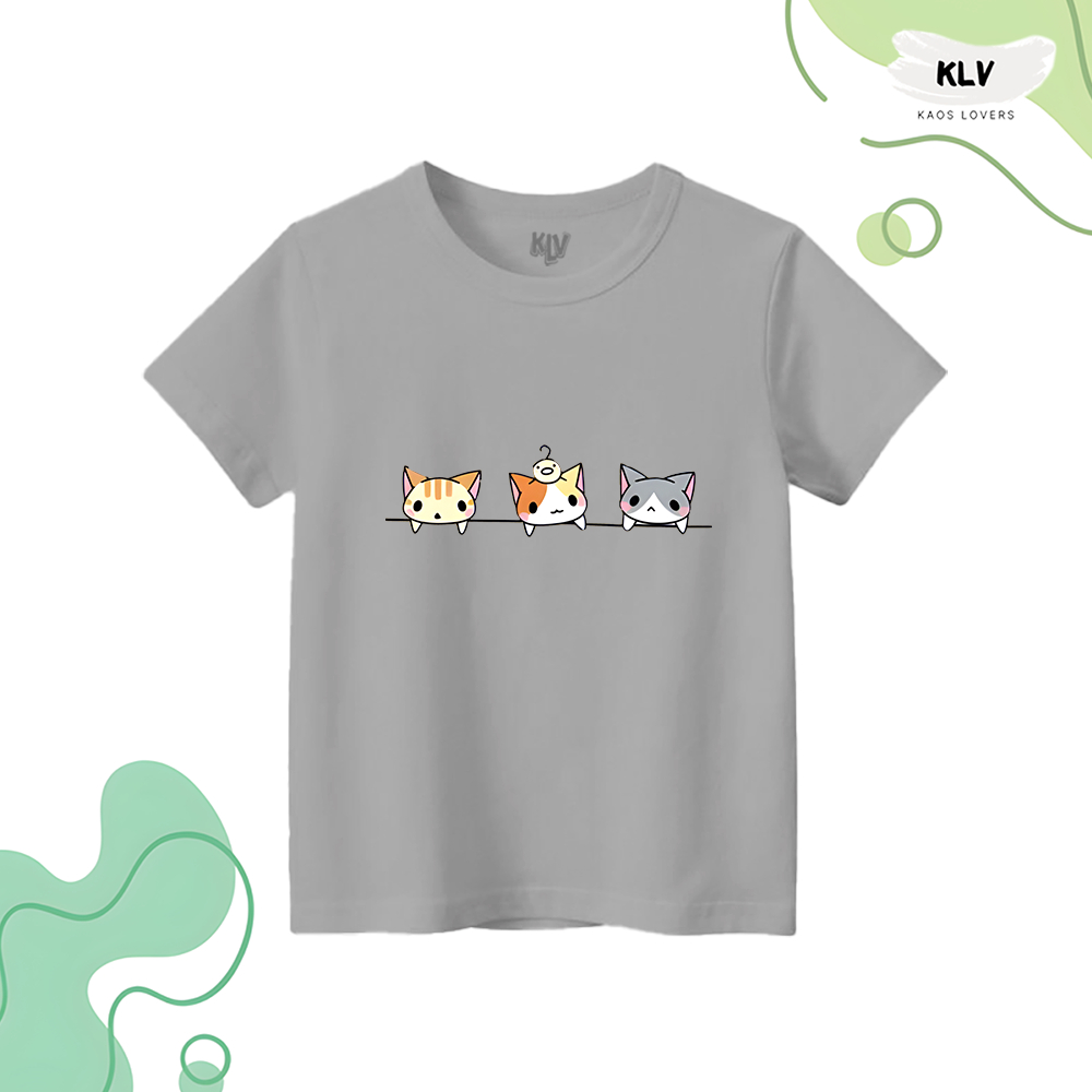 Jual Kaos Anak Unisex Gambar Three Cat Distro 30s Sablon | Shopee Indonesia