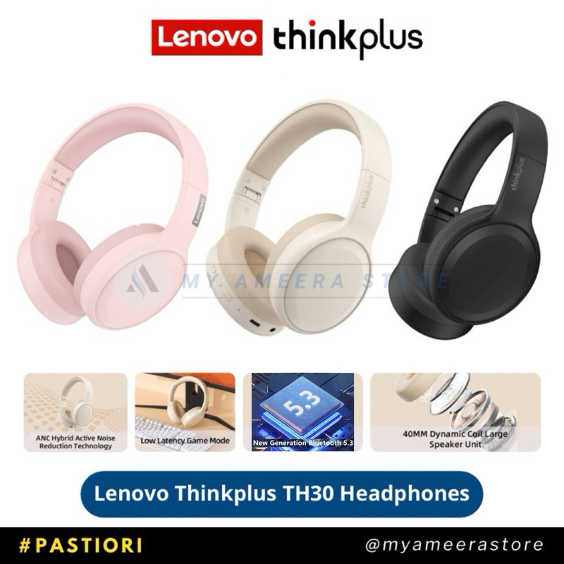 Jual Lenovo Thinkplus TH30 Headphone Bluetooth True Wireless On-Ear ...