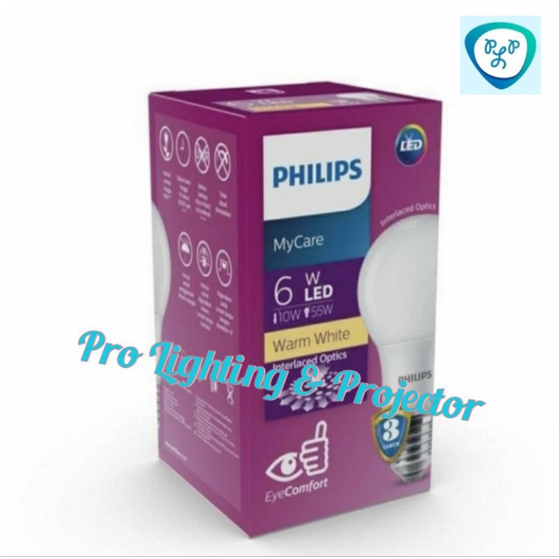 Jual Lampu Bohlam Bulb Led Mycare Philips 6 Watt Kuning/Warm White (6W 6 W 6Watt) | Shopee Indonesia