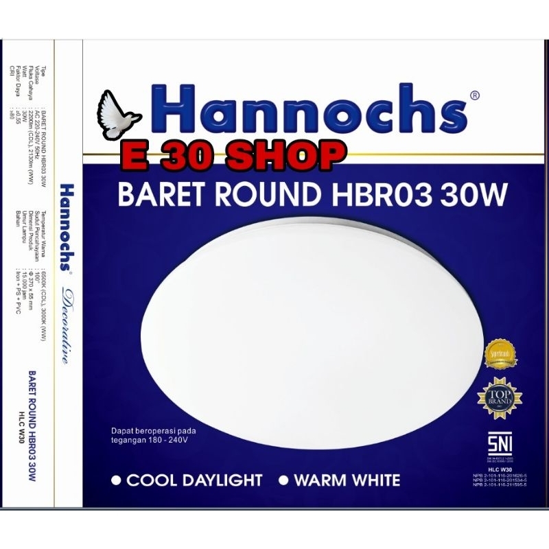 Jual Hannochs Lampu Downlight LED Baret Round HBR03 30W Cahaya Putih ...