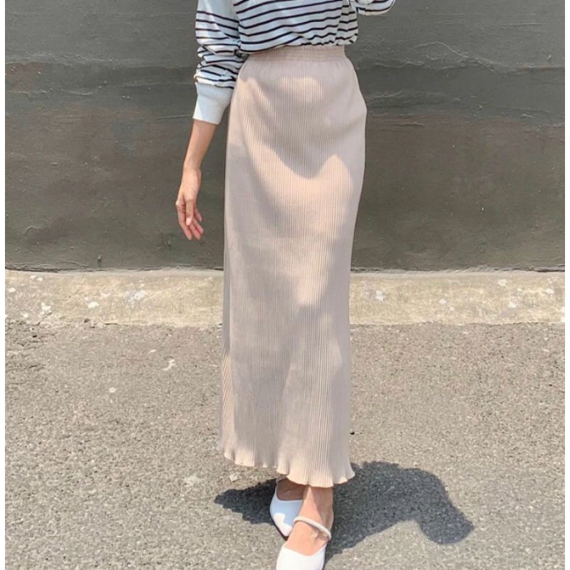 Jual Rok plisket Span wavy premium lidi gelombang panjang maxi skirt | Shopee Indonesia