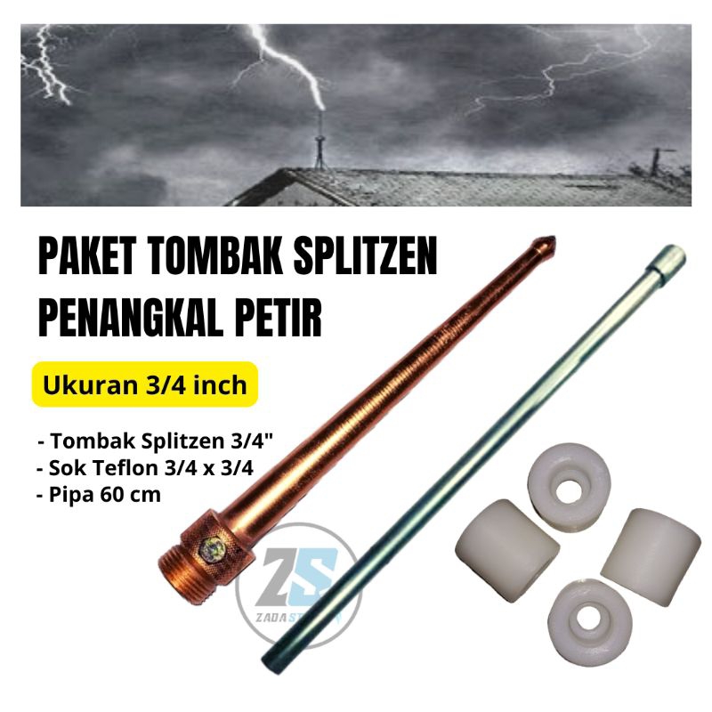 Jual PAKET Penangkal Anti Petir Untuk Rumah Tombak Splitzen 3/4 inch TB ...