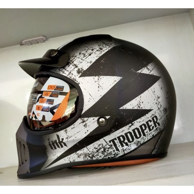 Jual HELM INK TROOPER THUNDER BLAK/RED DAN BLAK DOFF/SILVER | Shopee ...