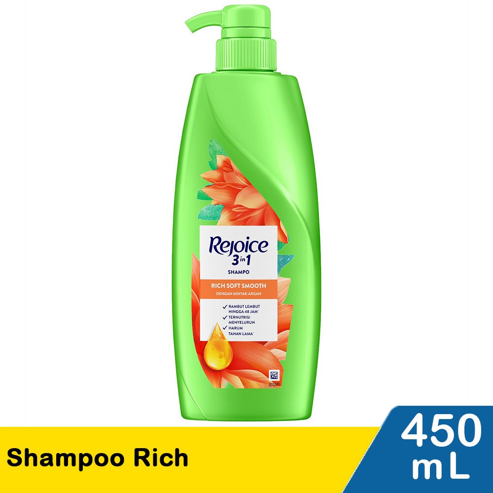 Jual Rejoice Shampoo Rich Rich Soft Smooth Pump 450mL | Shopee Indonesia