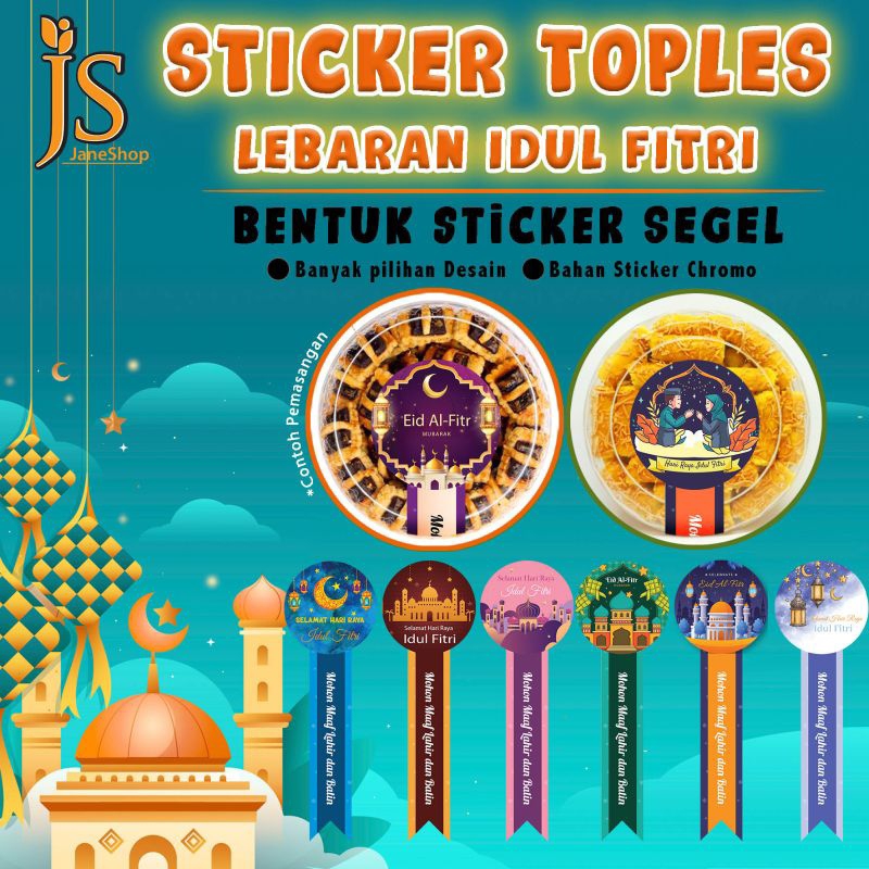 Jual Isi 16pcs Stiker Toples Idul Fitri / Sticker Lebaran / Sticker ...