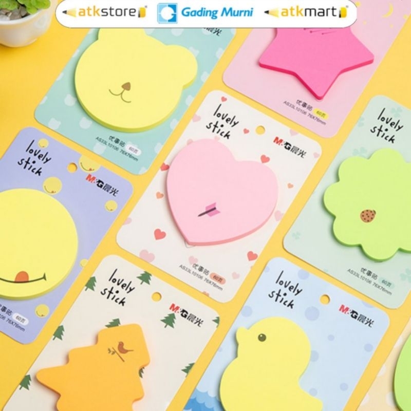 Jual M&G Sticky notes lovely stick bentuk lucu isi 60 lembar Mini Memo ...