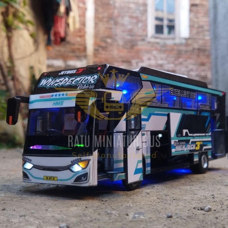 Jual Miniatur Bus QQ Trans Winspektor Full Spek Telolet Basuri | Shopee ...