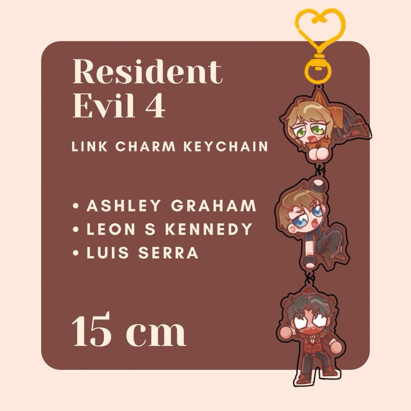 Jual Resident evil 4 link charm keychain | ashley, leon, luis | Shopee ...