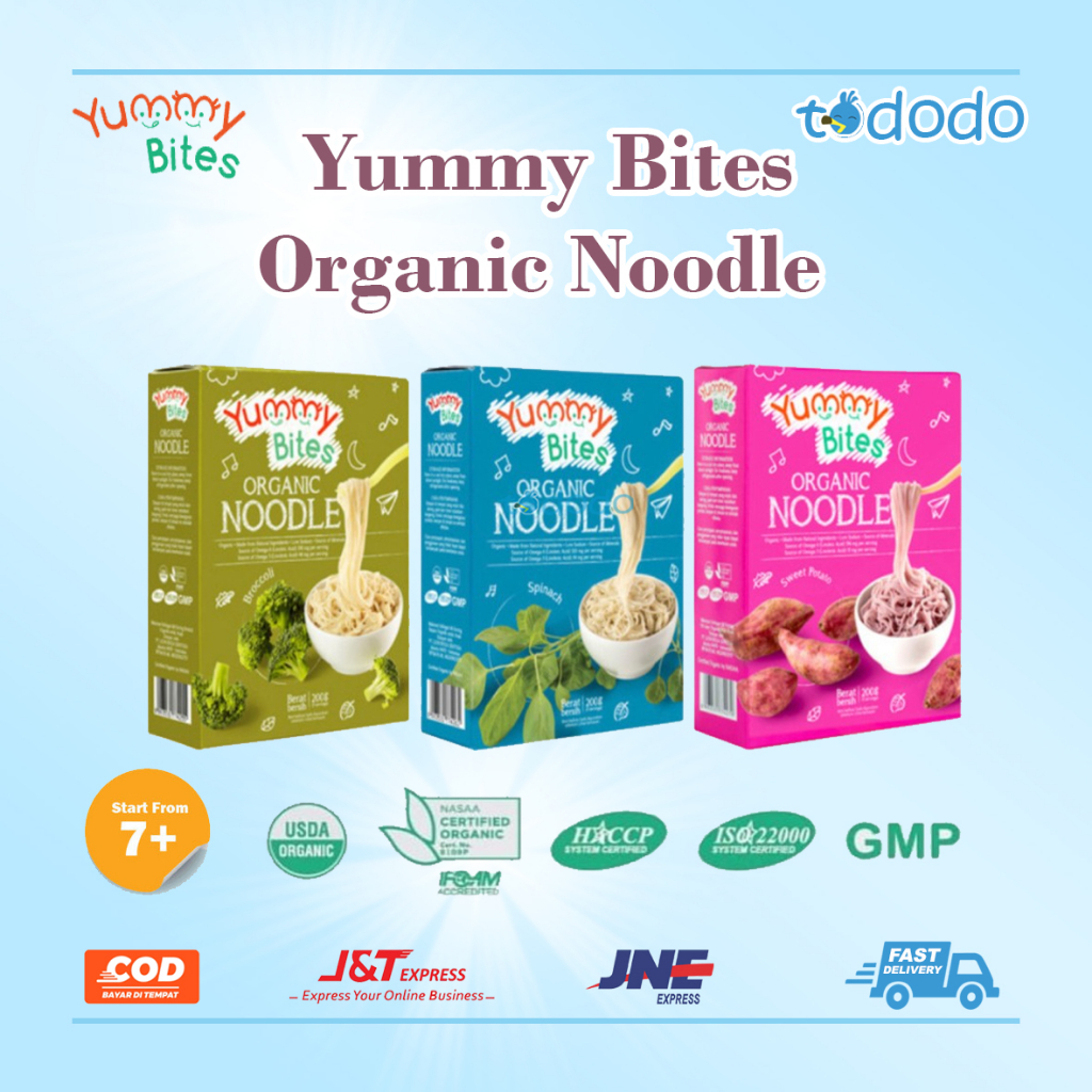 Jual Yummy Bites Organic Noodle - Mie MPASI Bayi Organik 200 gram ...