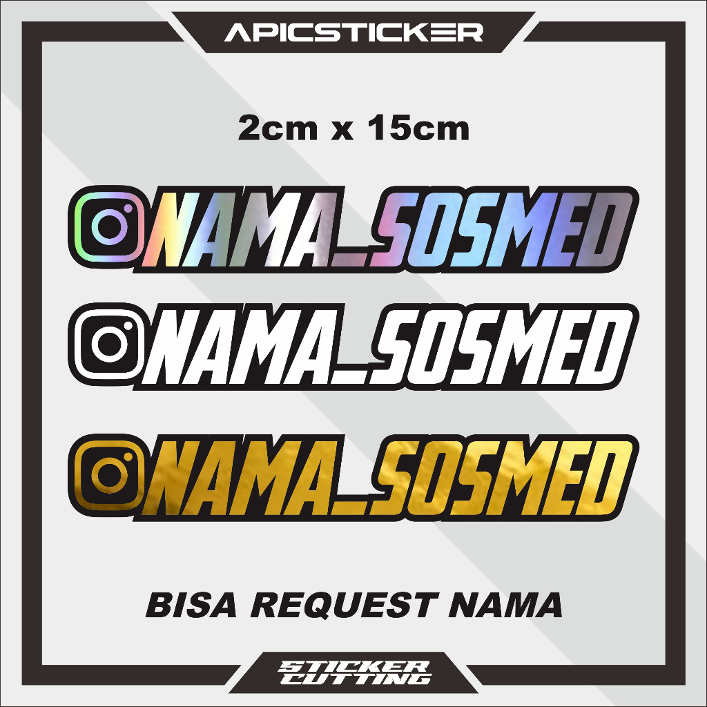 Jual BISA REQUEST!! Sticker Nama Sosmed Hologram (Ig,FB,Twitter,Tiktok ...