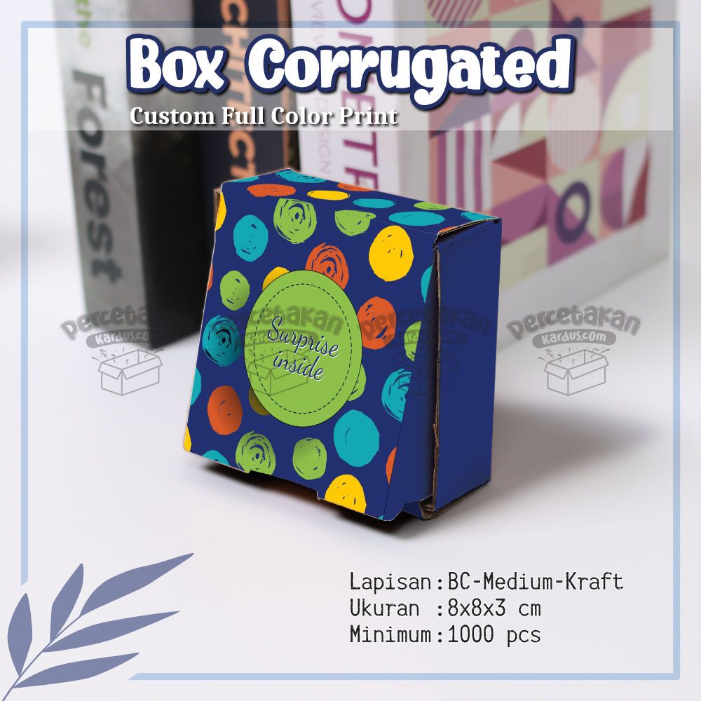 Jual Box Custom Cetak Dus Corrugated 8x8x3 cm min 100 pcs FULL COLOR ...