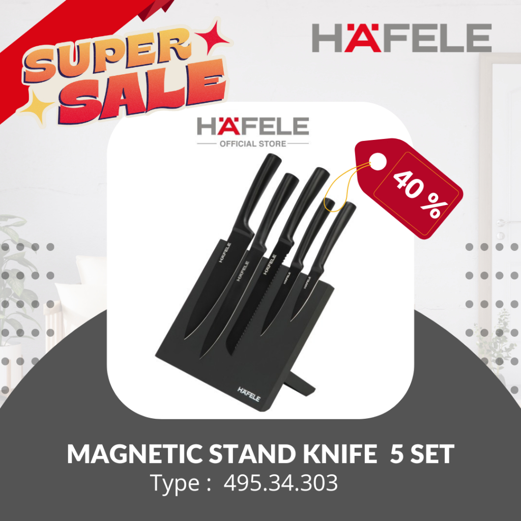 Jual Pisau Set Premium Isi 5 Hafele Magnetic Stand Knife Set Wadah ...