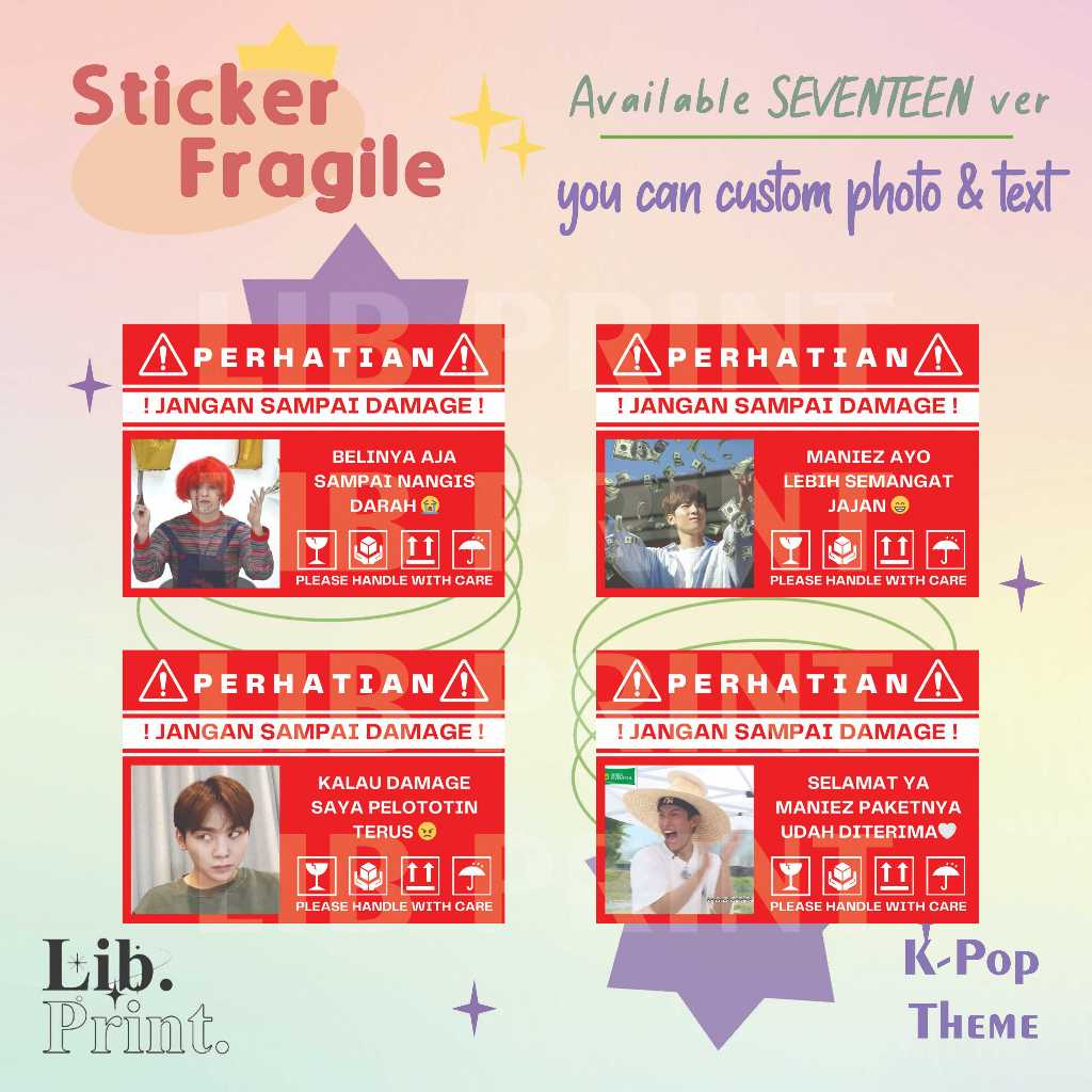 Jual STICKER FRAGILE / STICKER KPOP SEVENTEEN CUSTOM / STICKER LUCU ...
